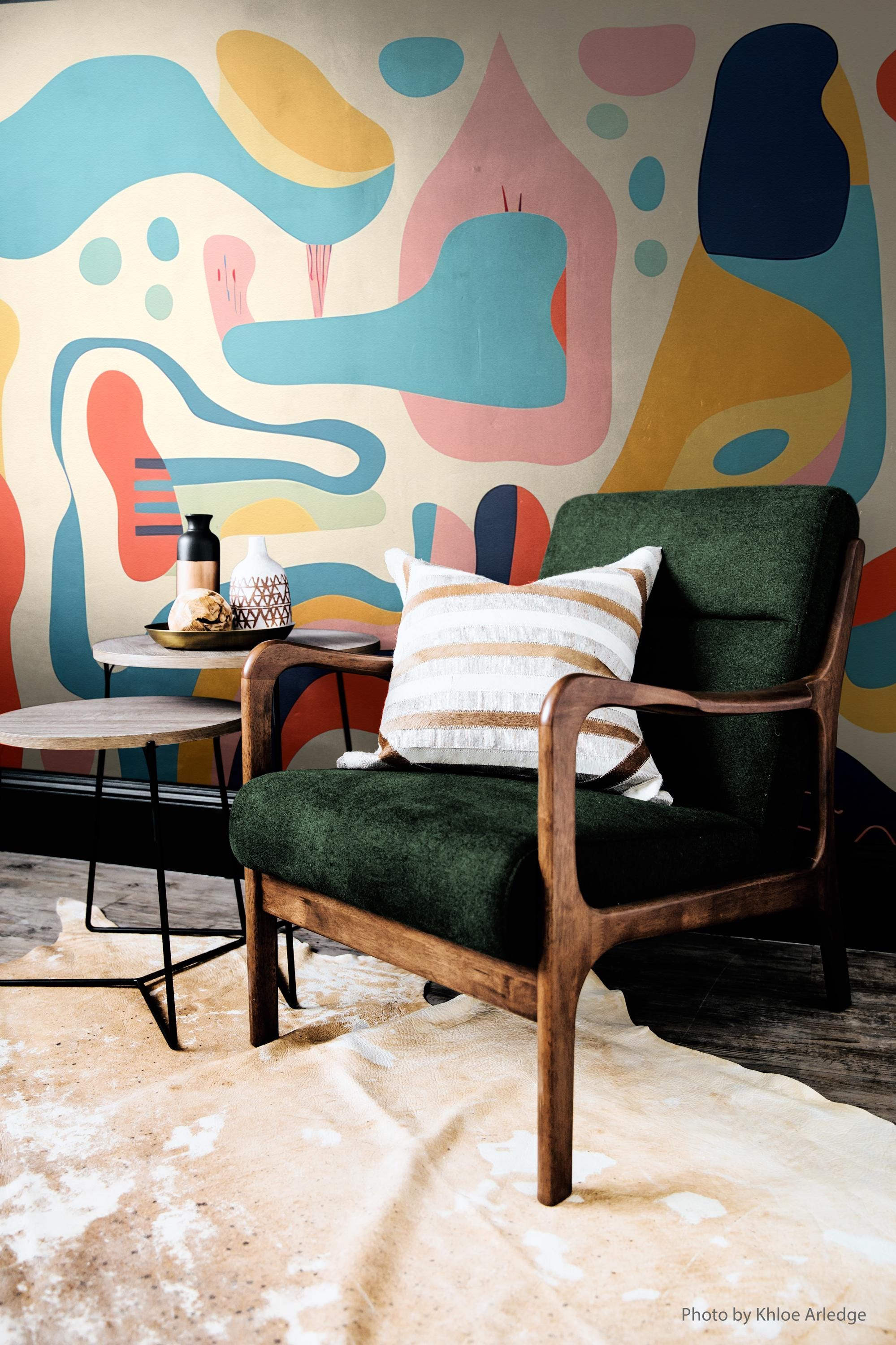 Playful Abstract Color Blobs Mural - Modern Art Wallpaper for Creative ...