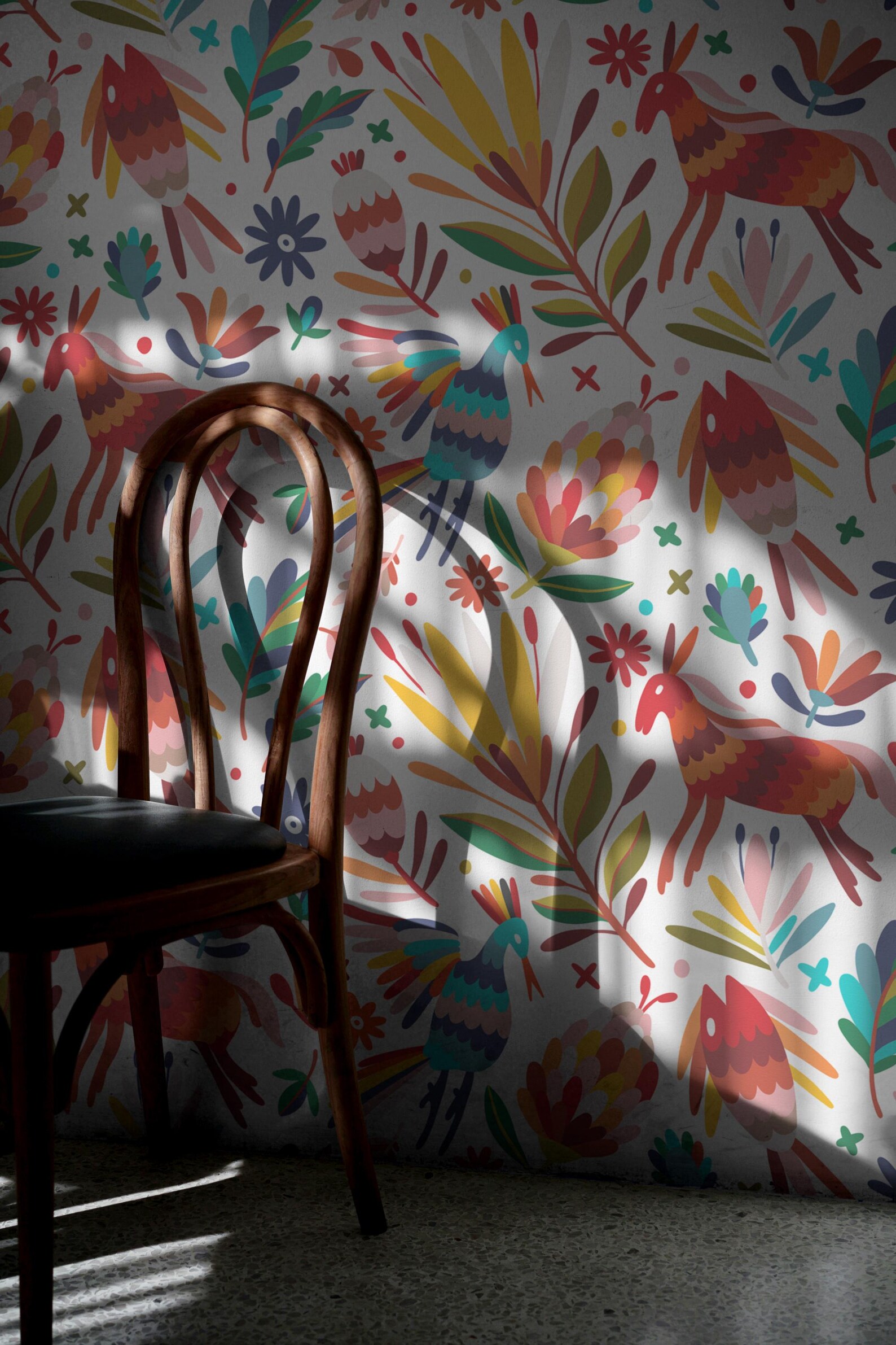 Otomi Floral Wallpaper – Mexican Folk Art Peel and Stick Mural - Etsy