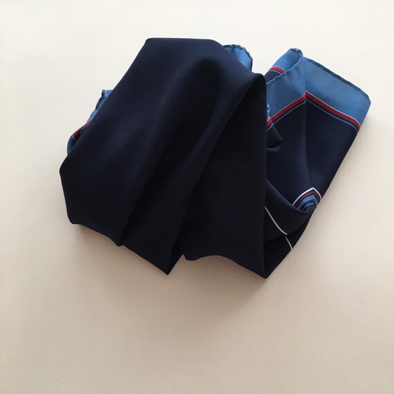 Vintage Square Blue German 100 Year Celebration Scarf… - Gem
