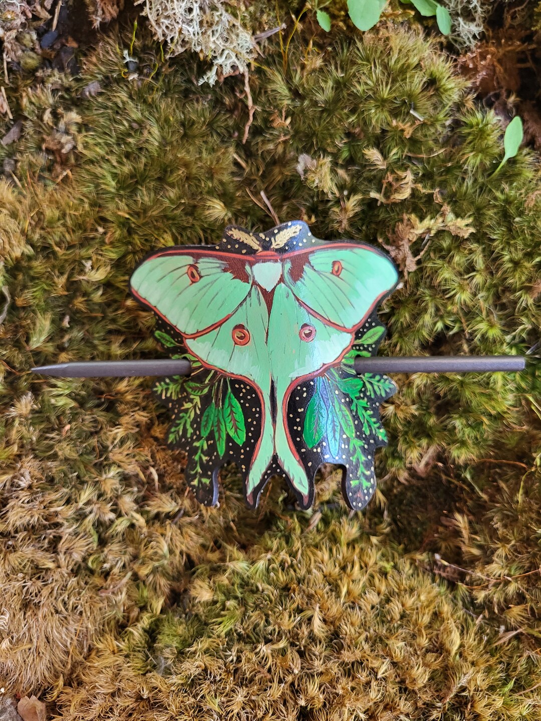 Painted Leather Lunar Moth Hair Stick - Etsy