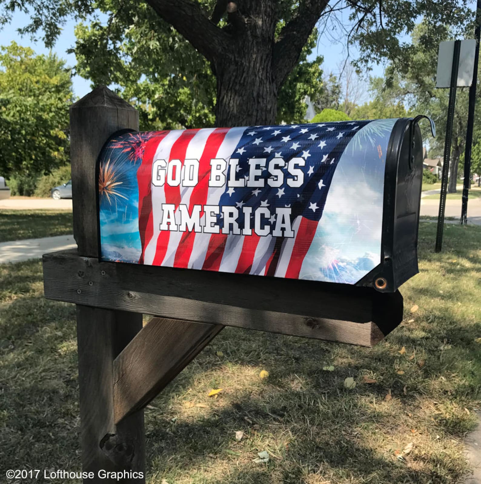 God Bless America Patriotic Red White and Blue Mailbox | Etsy