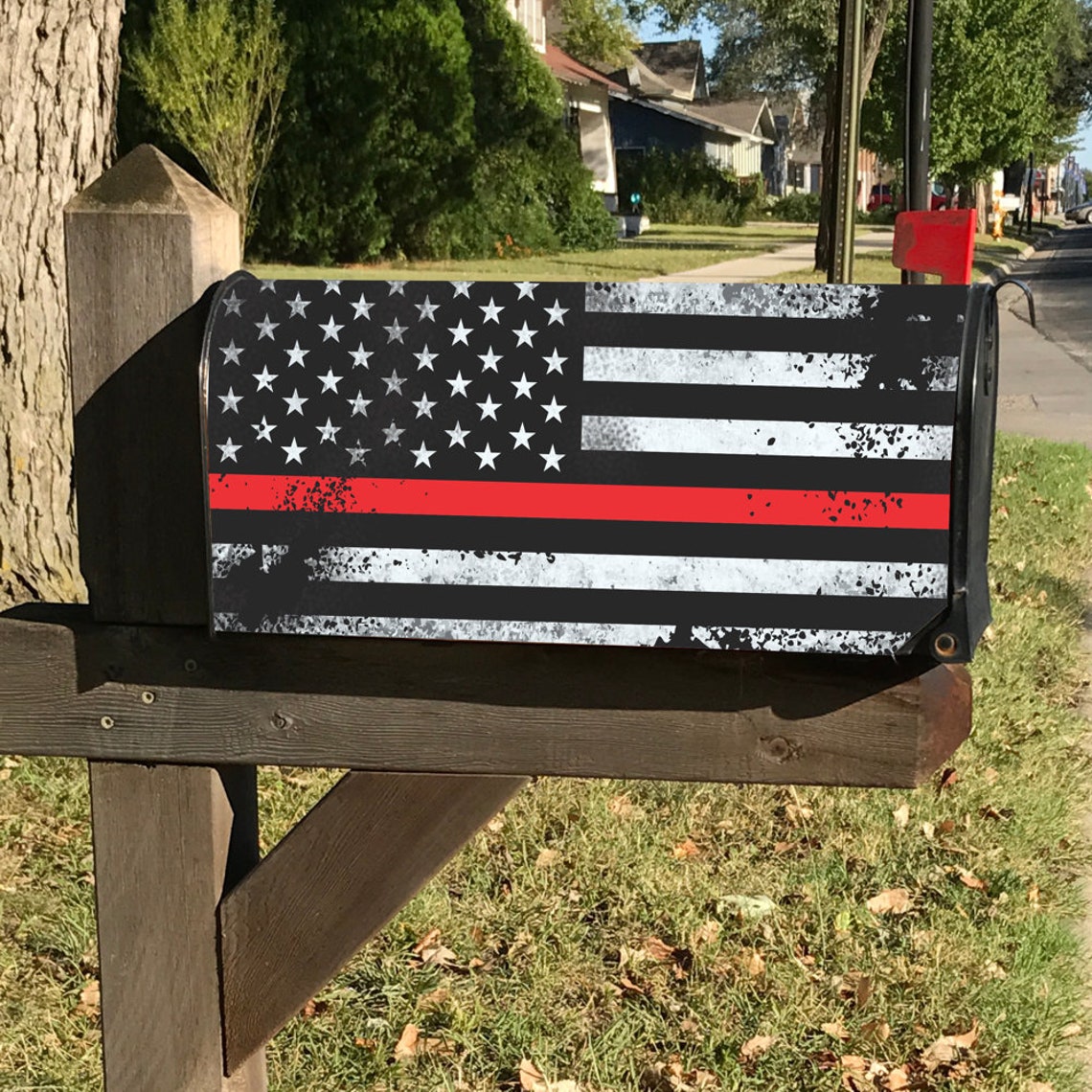 Thin Red Line, Firefighter's Mailbox Wrap, Mailbox Cover - Etsy