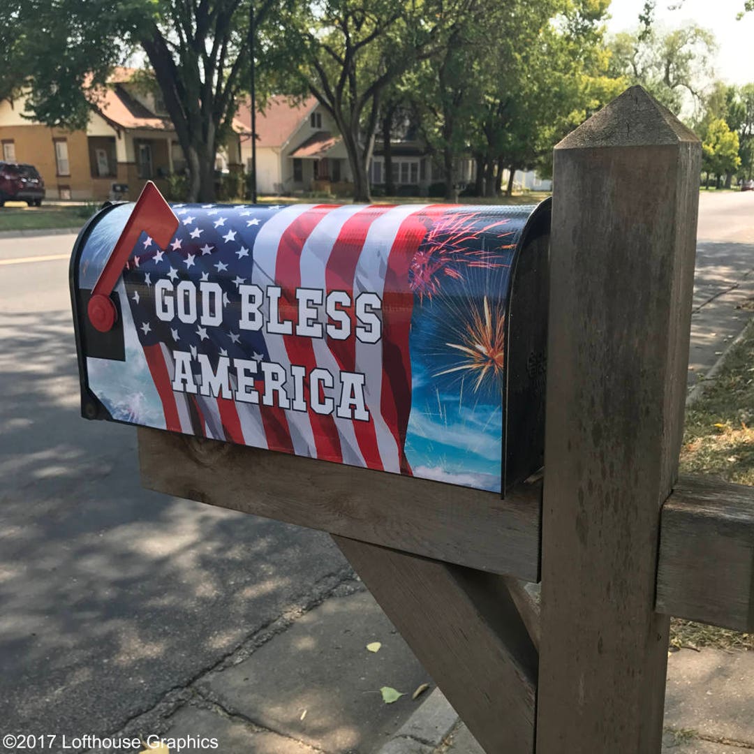 God Bless America, Patriotic, Red, White and Blue, Mailbox Wrap. - Etsy