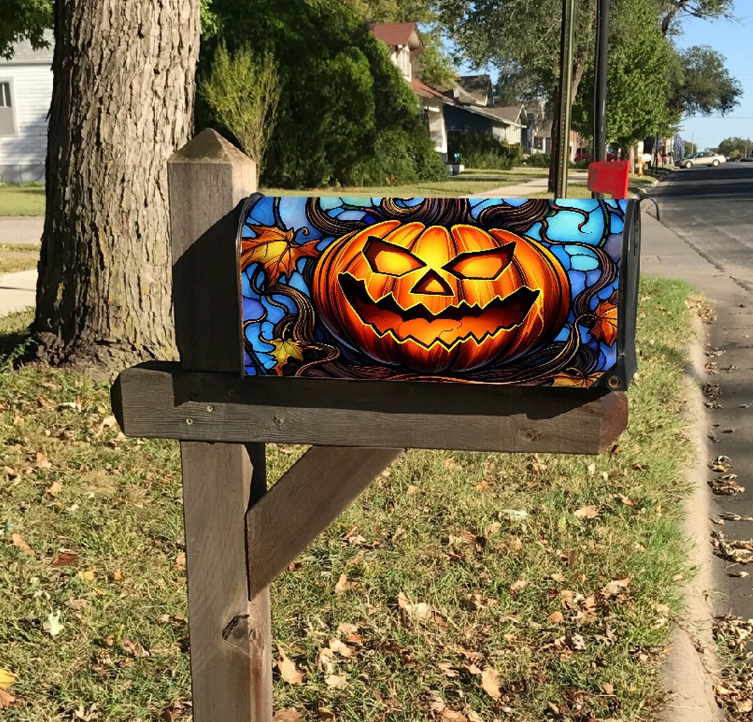 Stained Glass Jack-o-lantern Mailbox Wrap, Mailbox Cover - Etsy