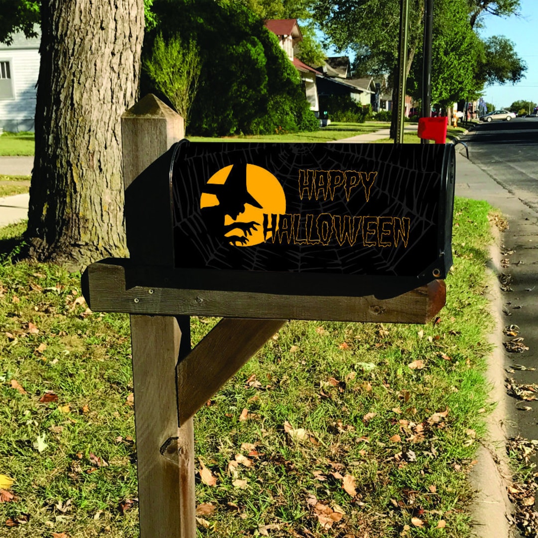 Witch Happy Halloween Mailbox Wrap, Mailbox Cover - Etsy