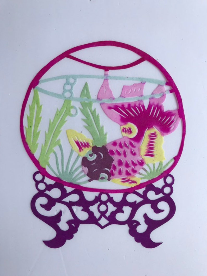 Chinese Fish Paper Cut Vintage Art Goldfish Decoration Picture | Etsy