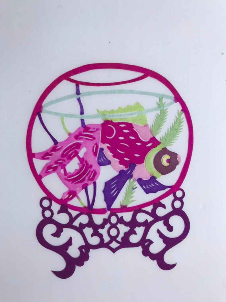 Chinese Fish Paper Cut Vintage Art Goldfish Decoration Picture | Etsy