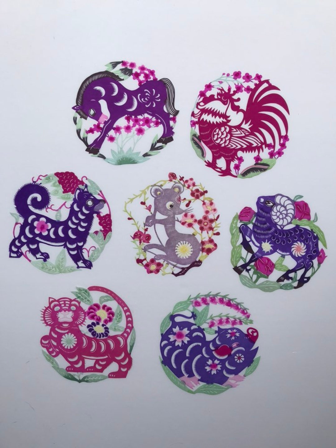 Chinese New Year Zodiac Paper Cut Vintage Folk Art Decoration Picture ...