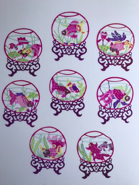 Chinese Fish Paper Cut Vintage Art Goldfish Decoration Picture | Etsy