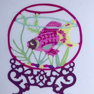 Chinese Fish Paper Cut Vintage Art Goldfish Decoration Picture Greeting ...
