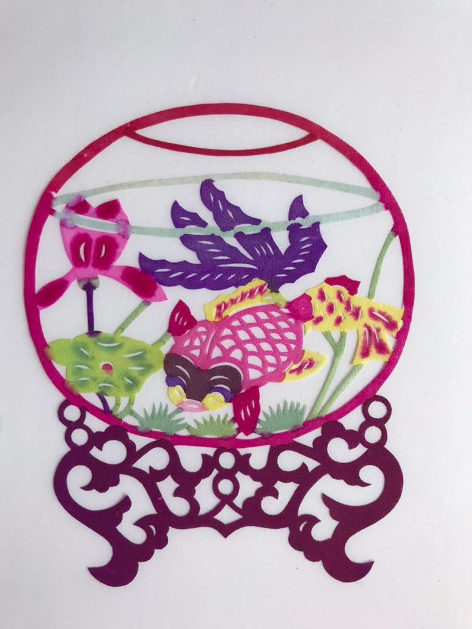 Chinese Fish Paper Cut Vintage Art Goldfish Decoration Picture | Etsy