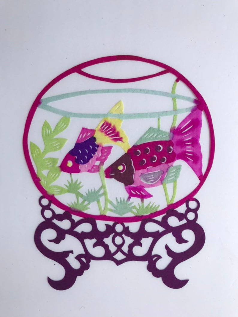 Chinese Fish Paper Cut Vintage Art Goldfish Decoration Picture | Etsy