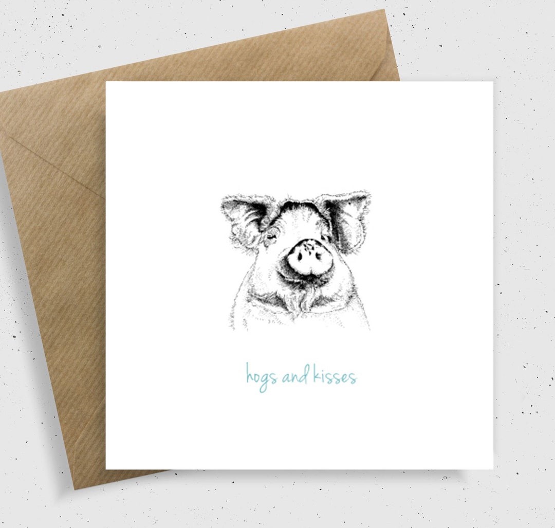 Pig Card, Cute Pig Card, Pig Gifts, Pig Birthday Card, Pig Valentine ...