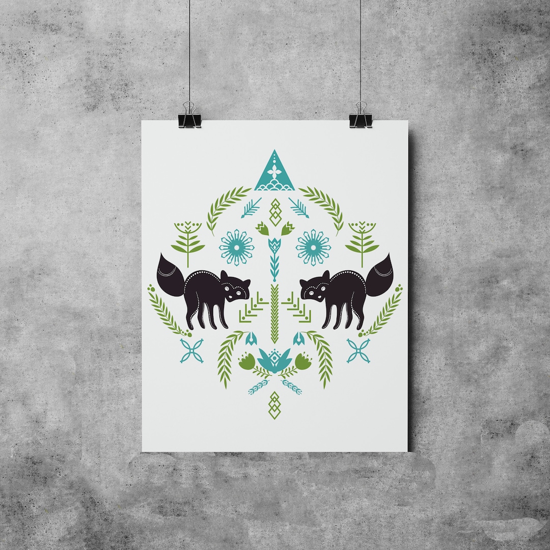 Fox Folk Art INSTANT DOWNLOAD Fox Folk Art, Downloadable Print ...