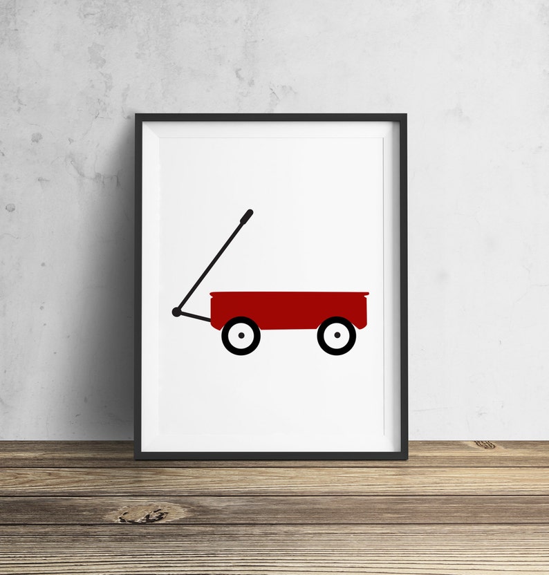 RED WAGON Childrens Room DOWNLOADABLE Instant Download Print Original ...