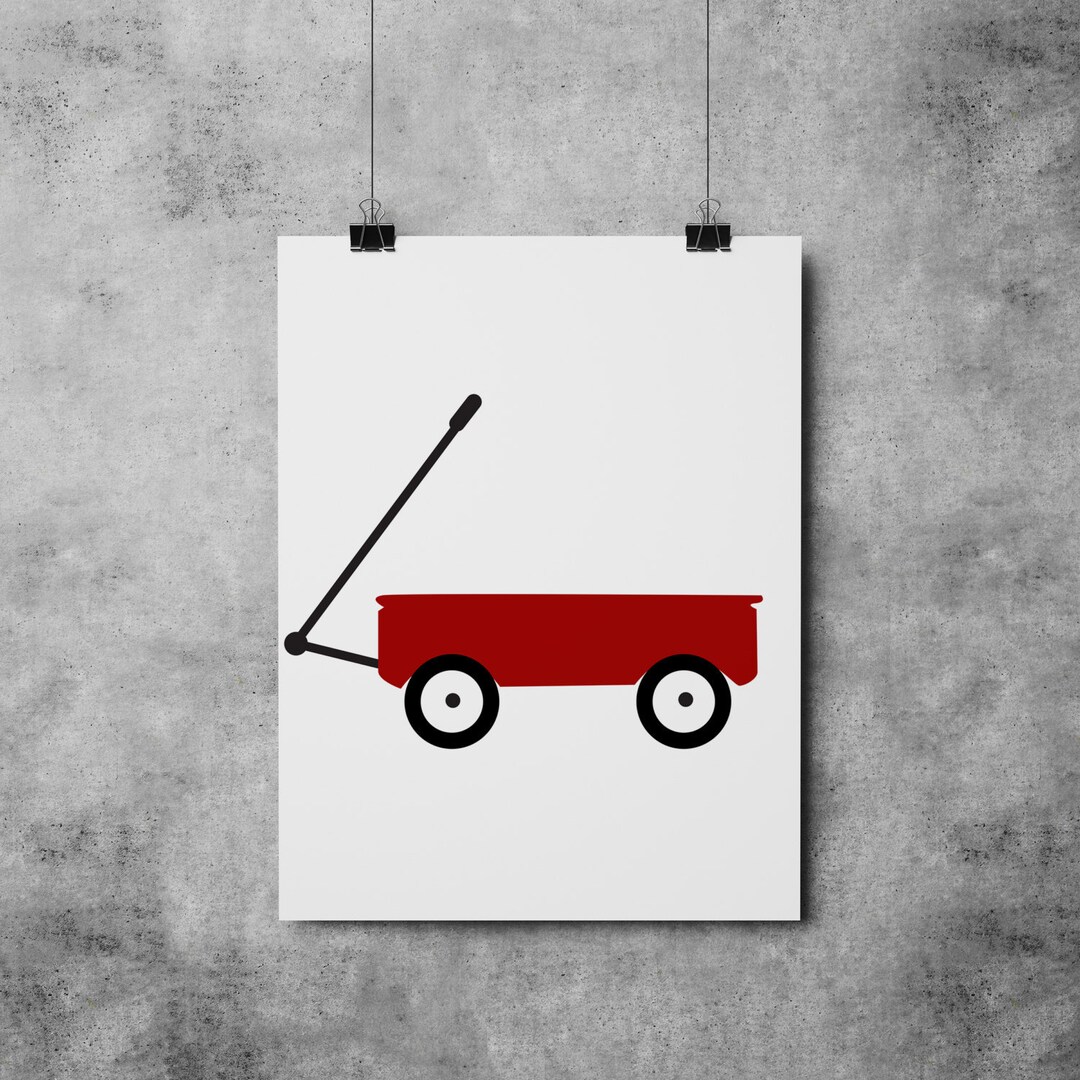 RED WAGON Childrens Room DOWNLOADABLE Instant Download Print Original ...