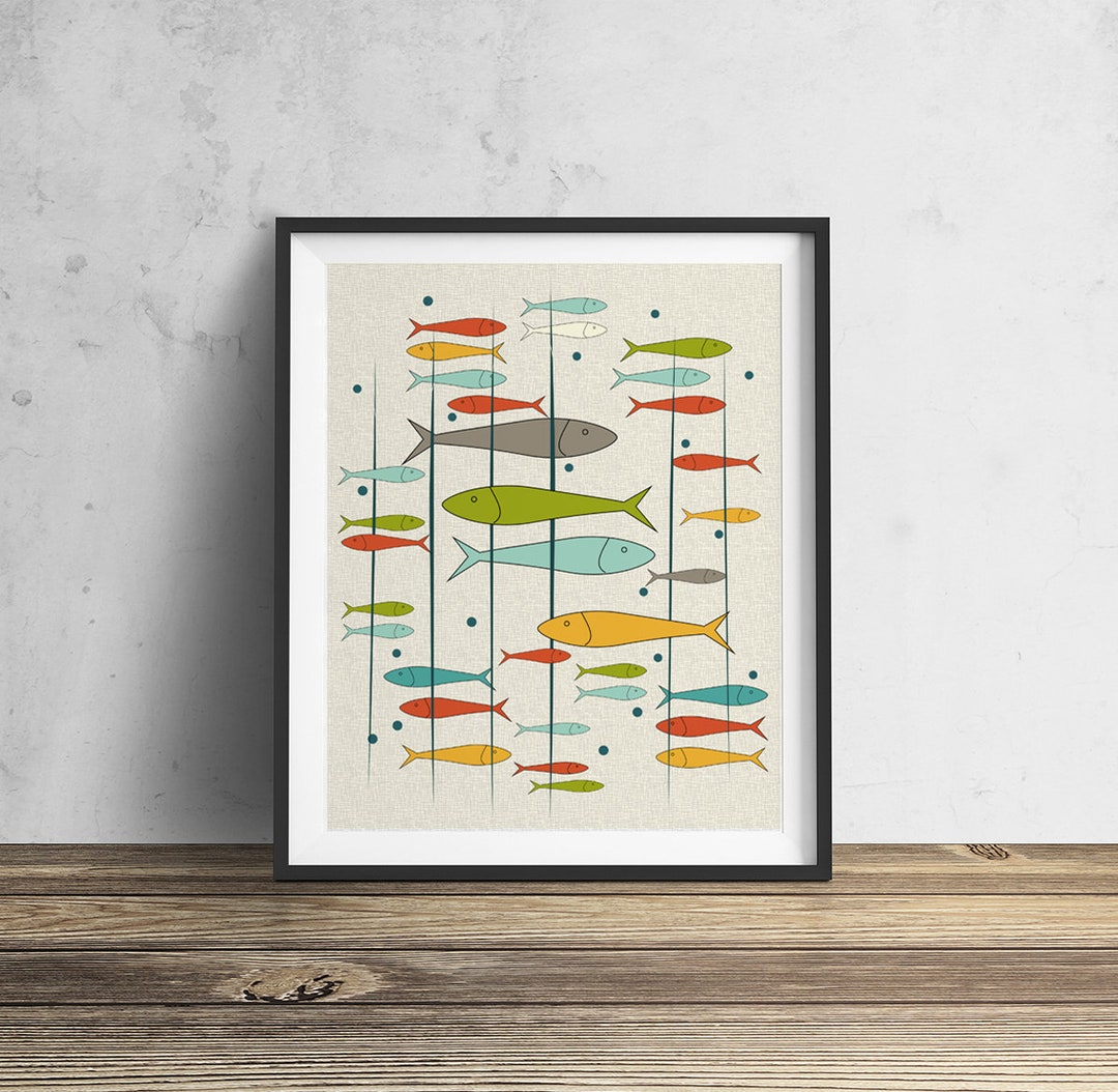 Mid-century Modern Fish Print: Eames Era Illustration (digital Download ...