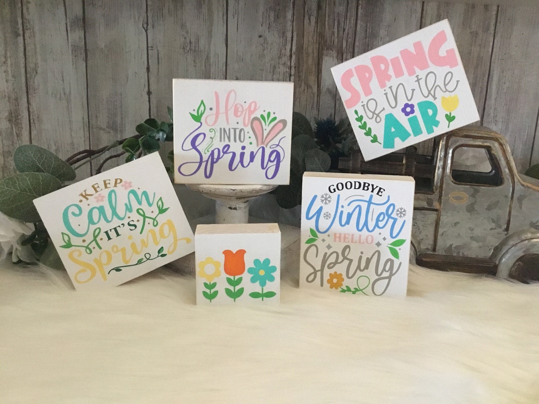 Spring Tiered Tray Decor, Farmhouse Tiered Tray Mini Signs, Spring ...