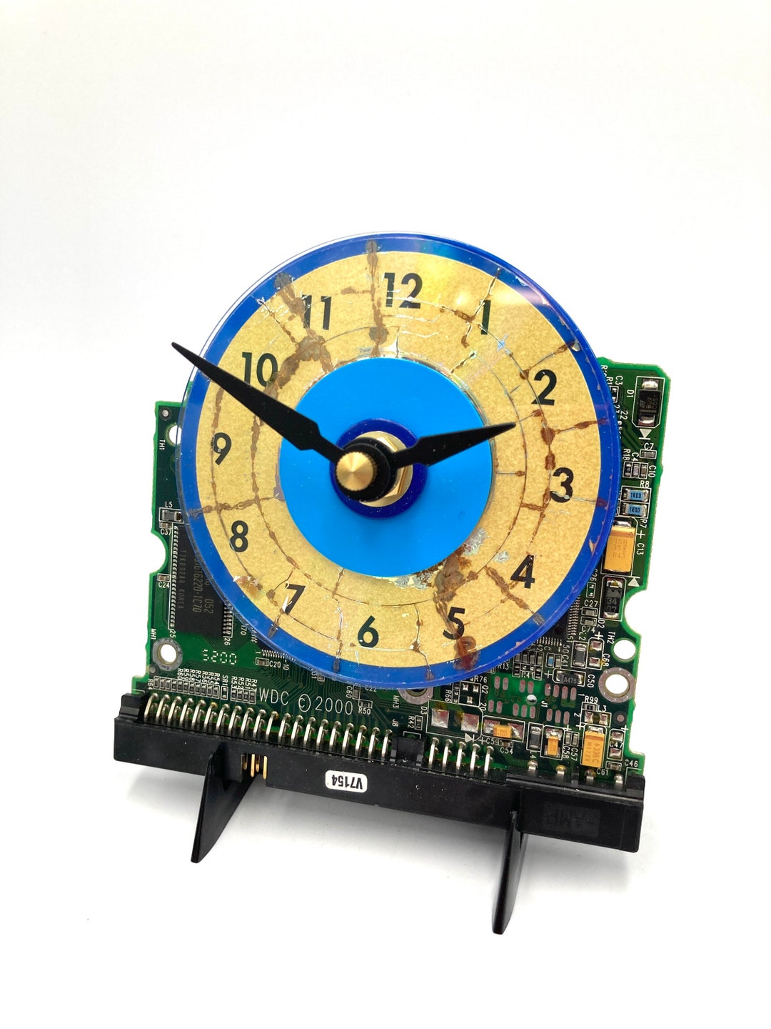 Upcycled Circuit Board Clock: Mini CD Gold Tone Desk Display - Etsy