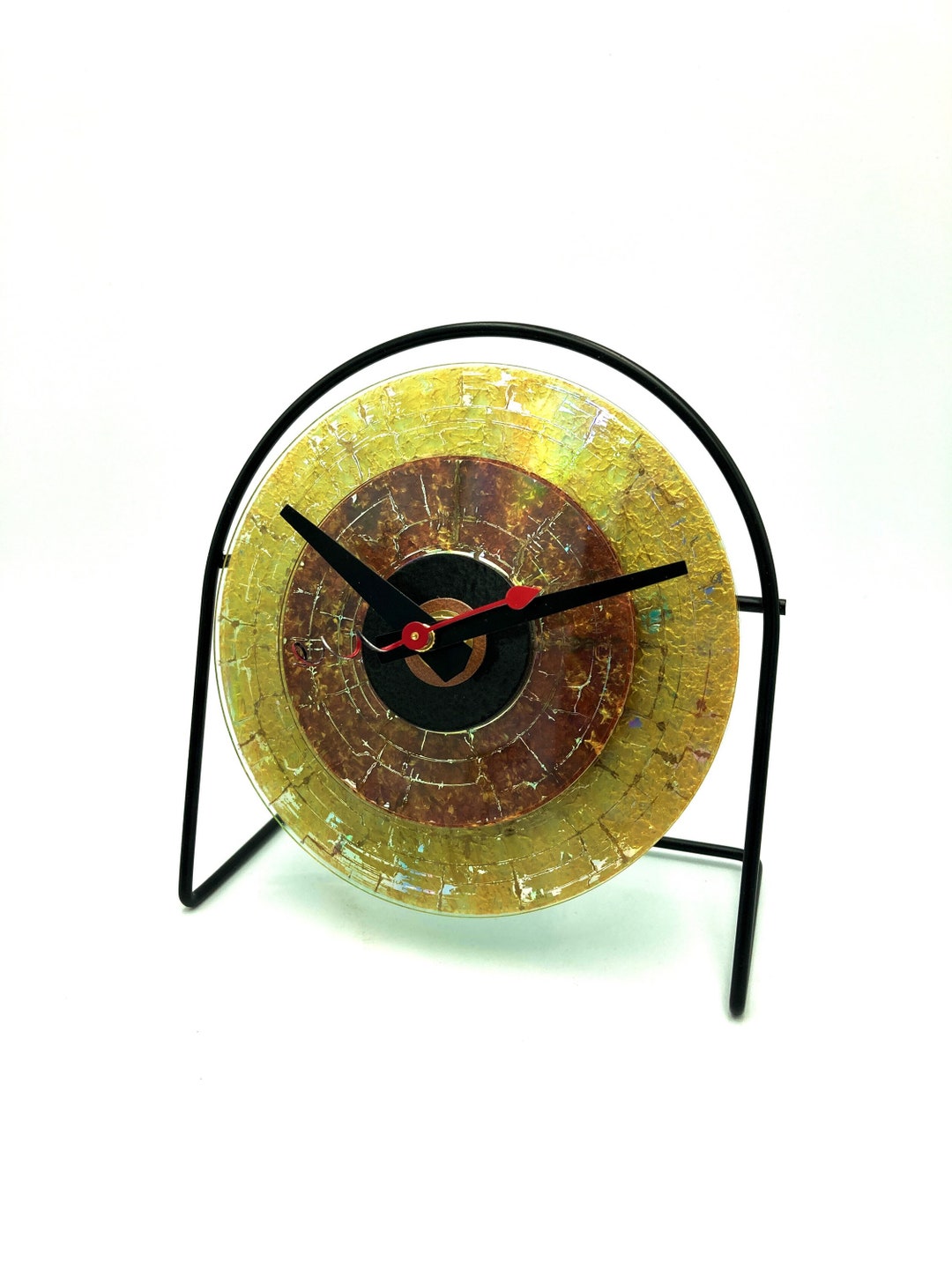 Hand Painted CD Clock: Upcycled Desk Art in Metal Stand - Etsy