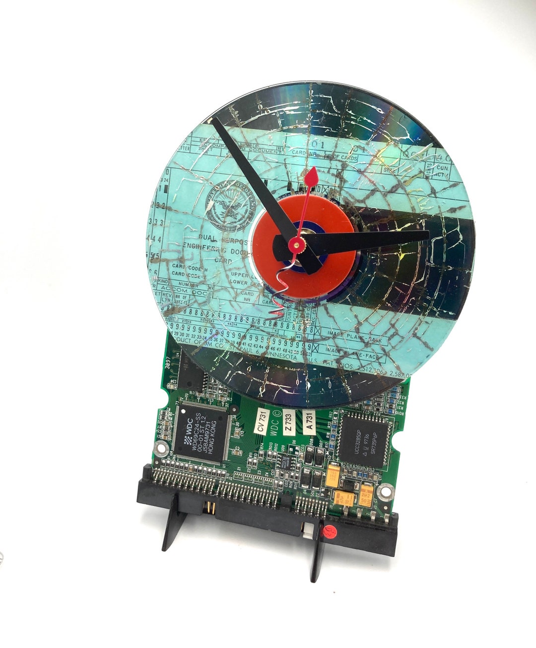 Vintage Circuit Board Clock: Upcycled Tech Art With Dod Punch Card - Etsy