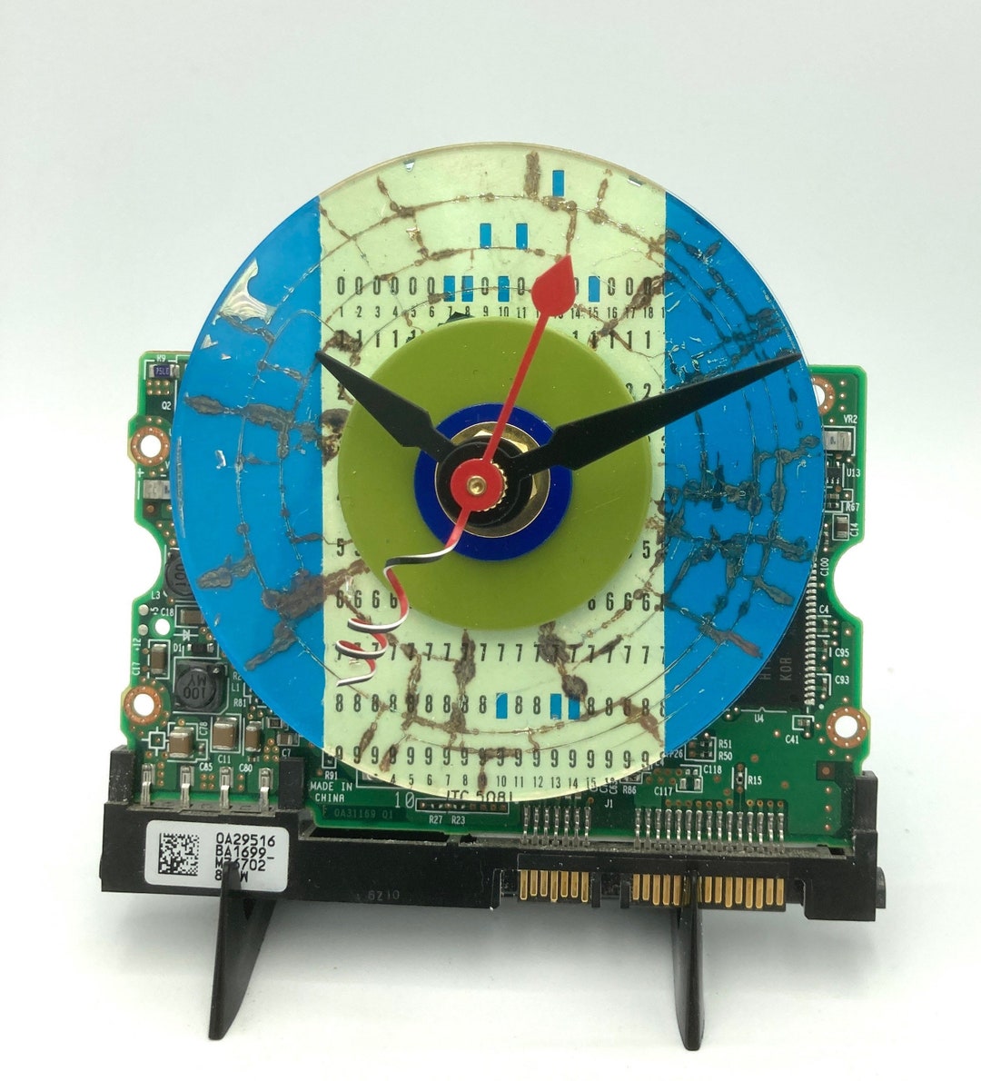 Vintage Punched Computer Punch Card Strip on Turquoise CD on Circuit ...