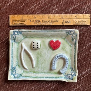 Handmade Ceramic Good Luck Charms Curio Tray Trinket Dish. Altar Decor ...