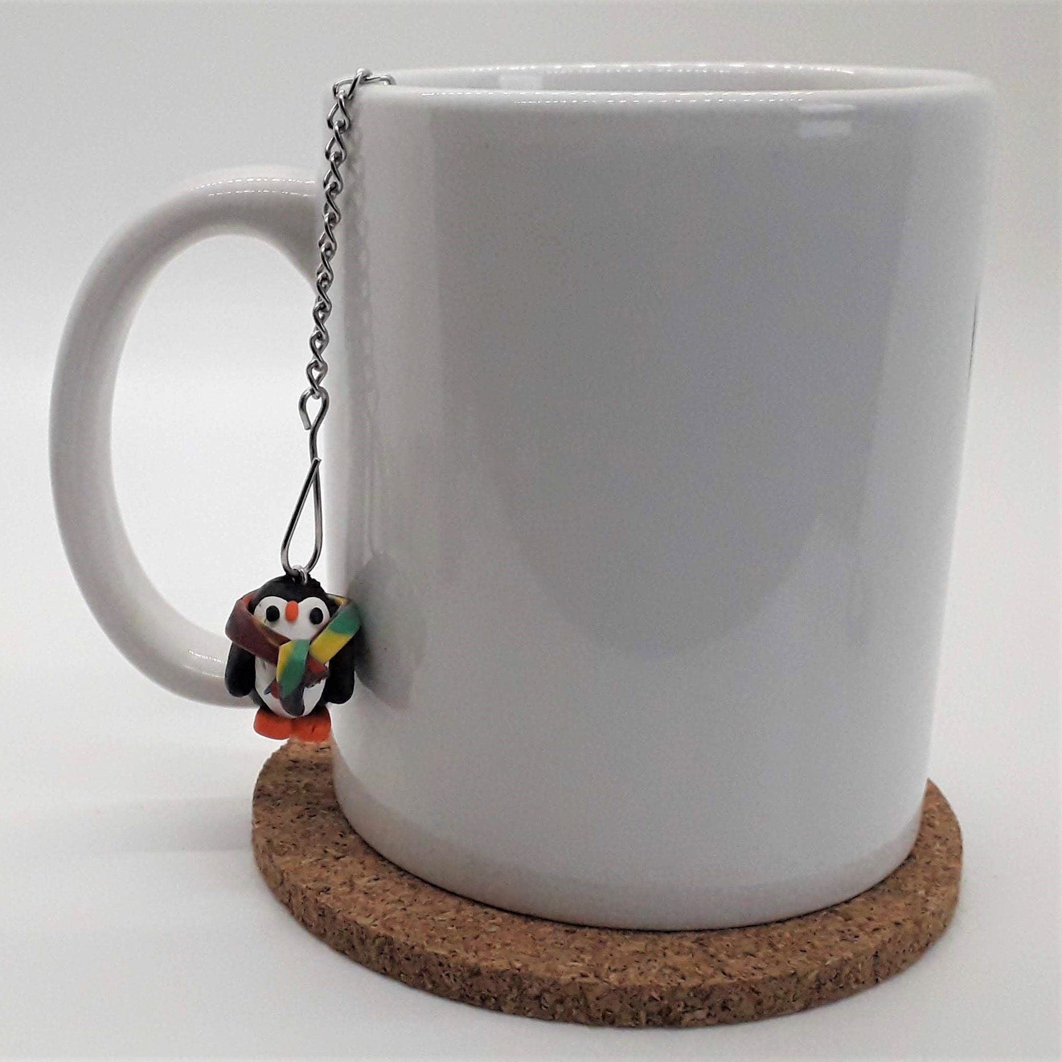 Penguin Tea Infuser: Handmade Polymer Clay Charm, Stainless Steel Tea ...