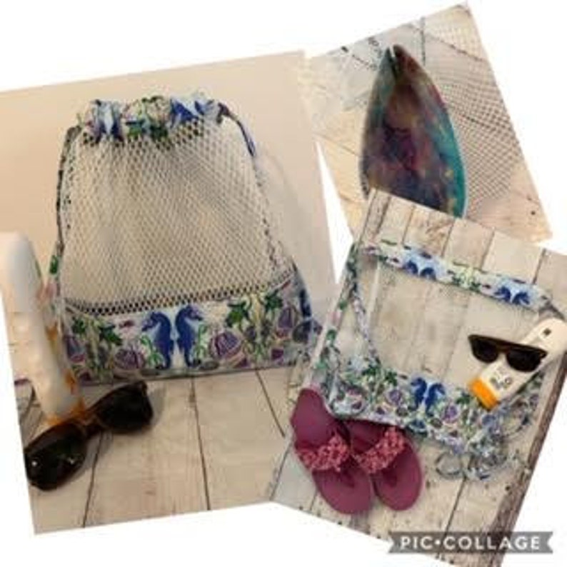 PDF Sewing Pattern Mesh Beach Bag, Mesh Drawstring Bag Sewing Pattern ...