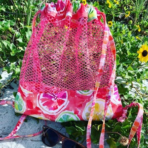 PDF Sewing Pattern Mesh Beach Bag, Mesh Drawstring Bag Sewing Pattern ...