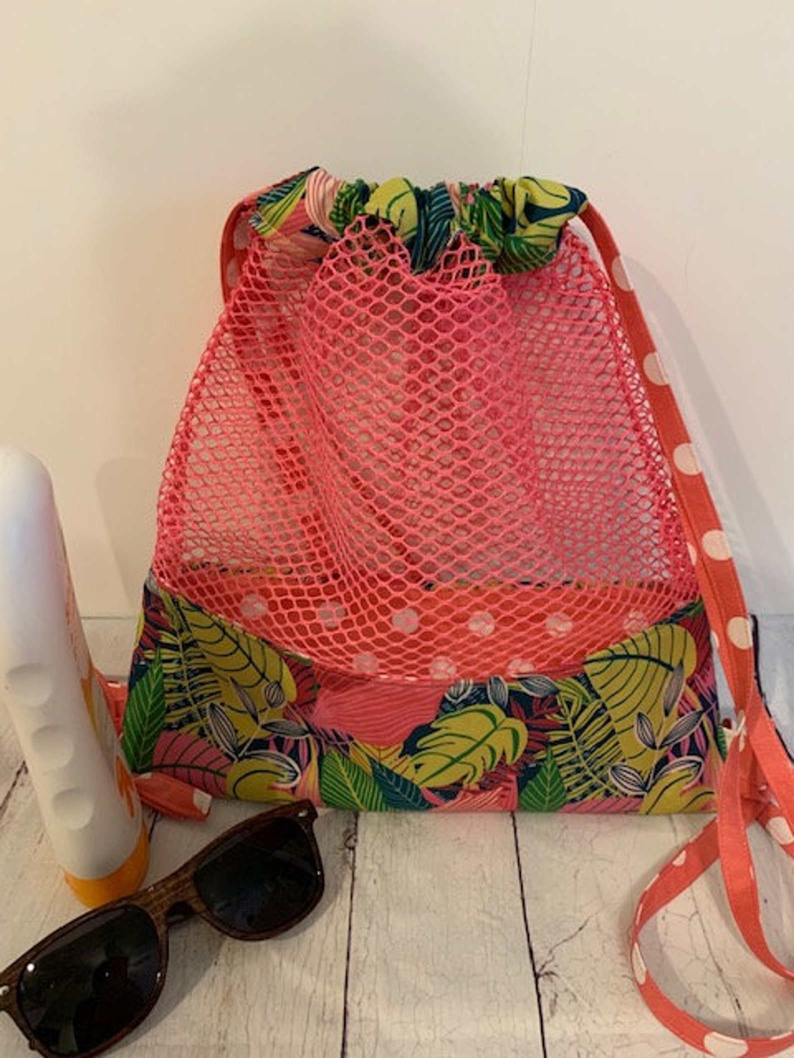 PDF Sewing Pattern Mesh Beach Bag, Mesh Drawstring Bag Sewing Pattern ...