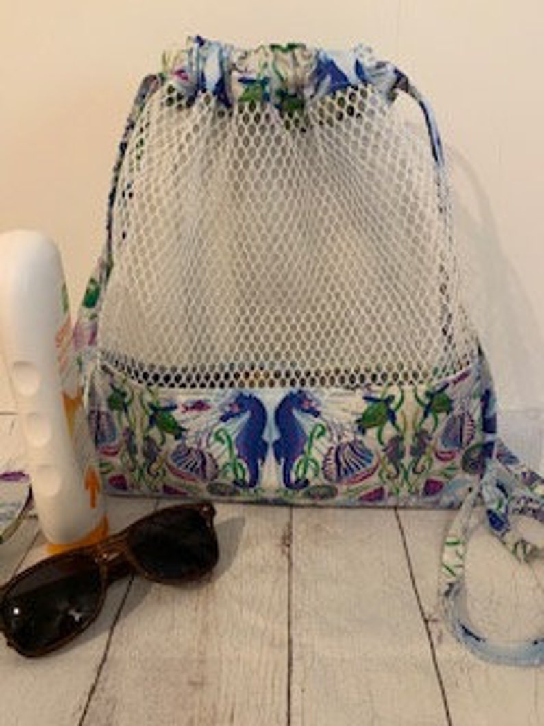 PDF Sewing Pattern Mesh Beach Bag, Mesh Drawstring Bag Sewing Pattern ...
