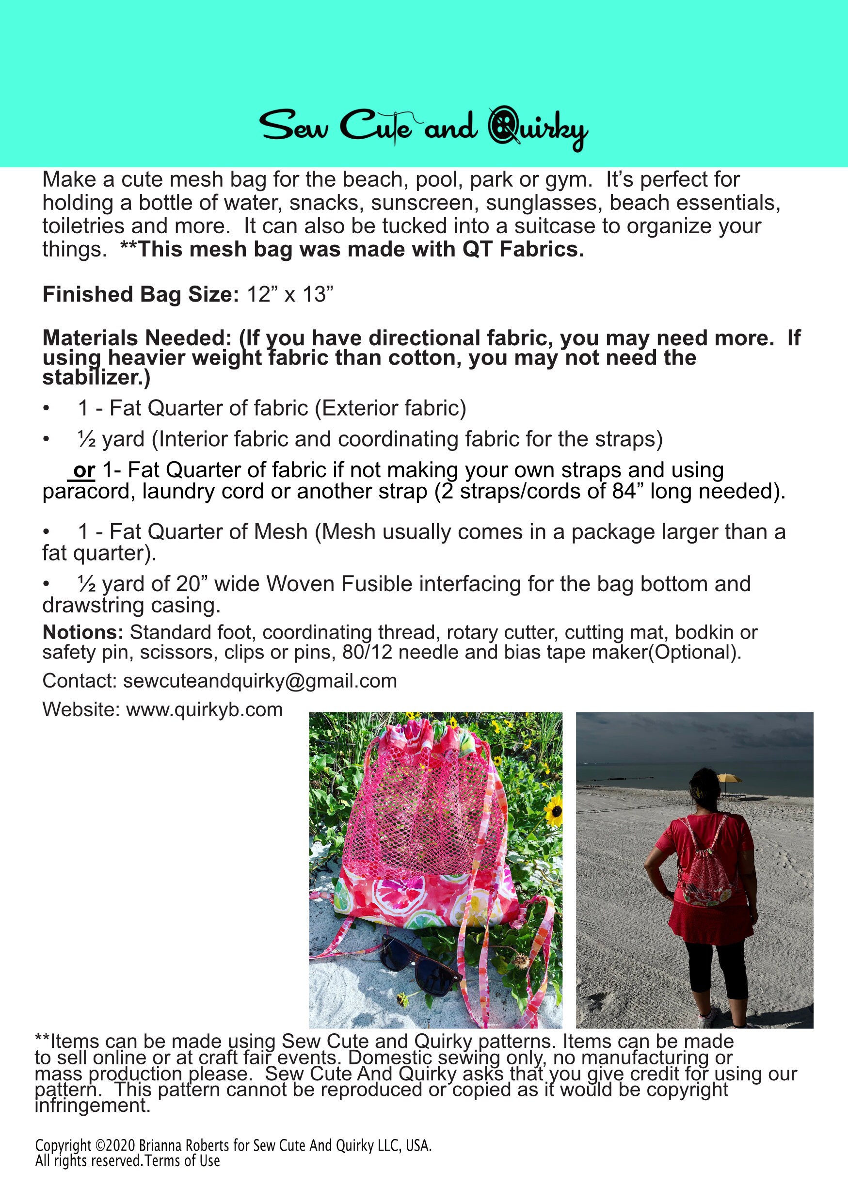 PDF Sewing Pattern Mesh Beach Bag, Mesh Drawstring Bag Sewing Pattern ...