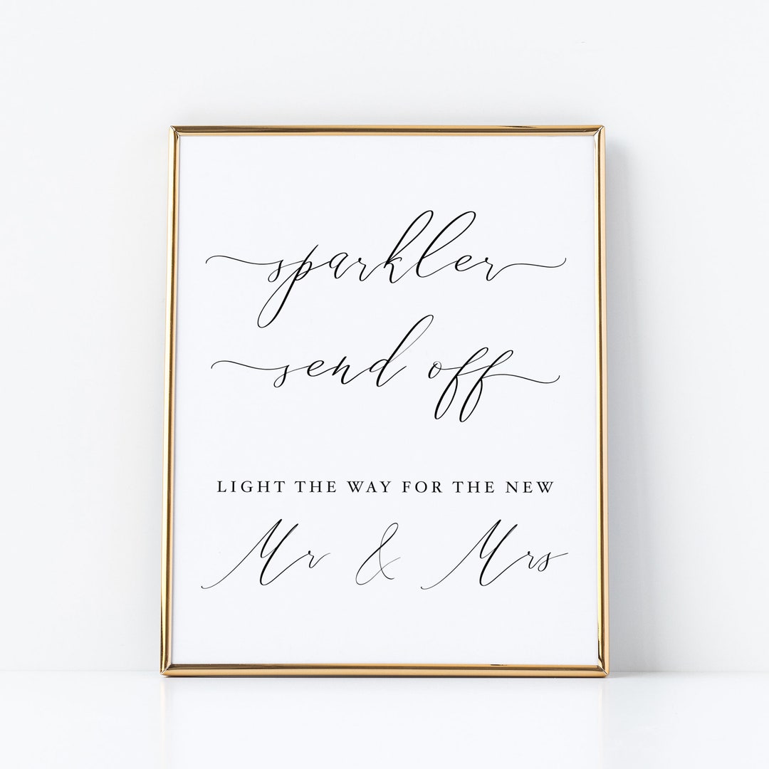 Sparkler Send off Sign for Weddings Sparkler Exit Sign Elegant White ...