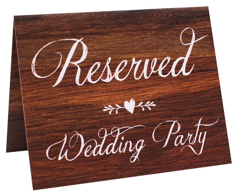 Reserved Table Signs | Set of 6 Wood Look Reserved for Brides Family ...