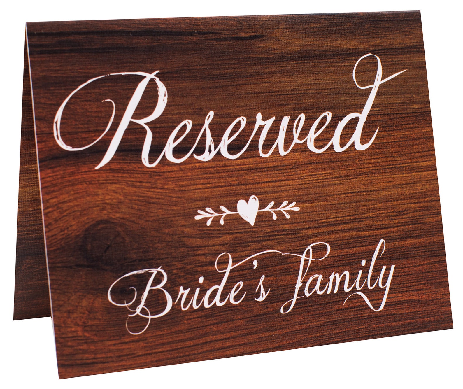 Reserved Table Signs | Set of 6 Wood Look Reserved for Brides Family ...