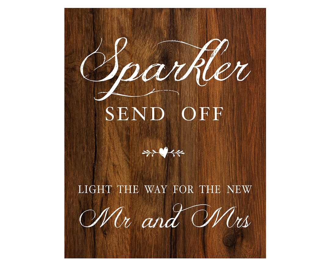 Sparkler Send off Sign for Weddings Sparkler Exit Sign Rustic Wood Look ...