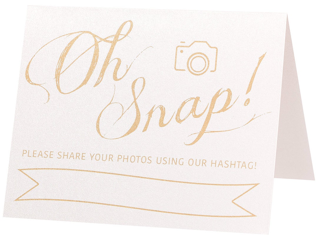 Oh Snap Wedding Hashtag Sign | Set of 5 Pearl White and Gold Table ...