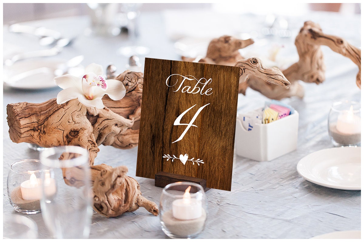 Rustic Wood Look Wedding Table Numbers 1-12 | Includes Mr + Mrs Table ...