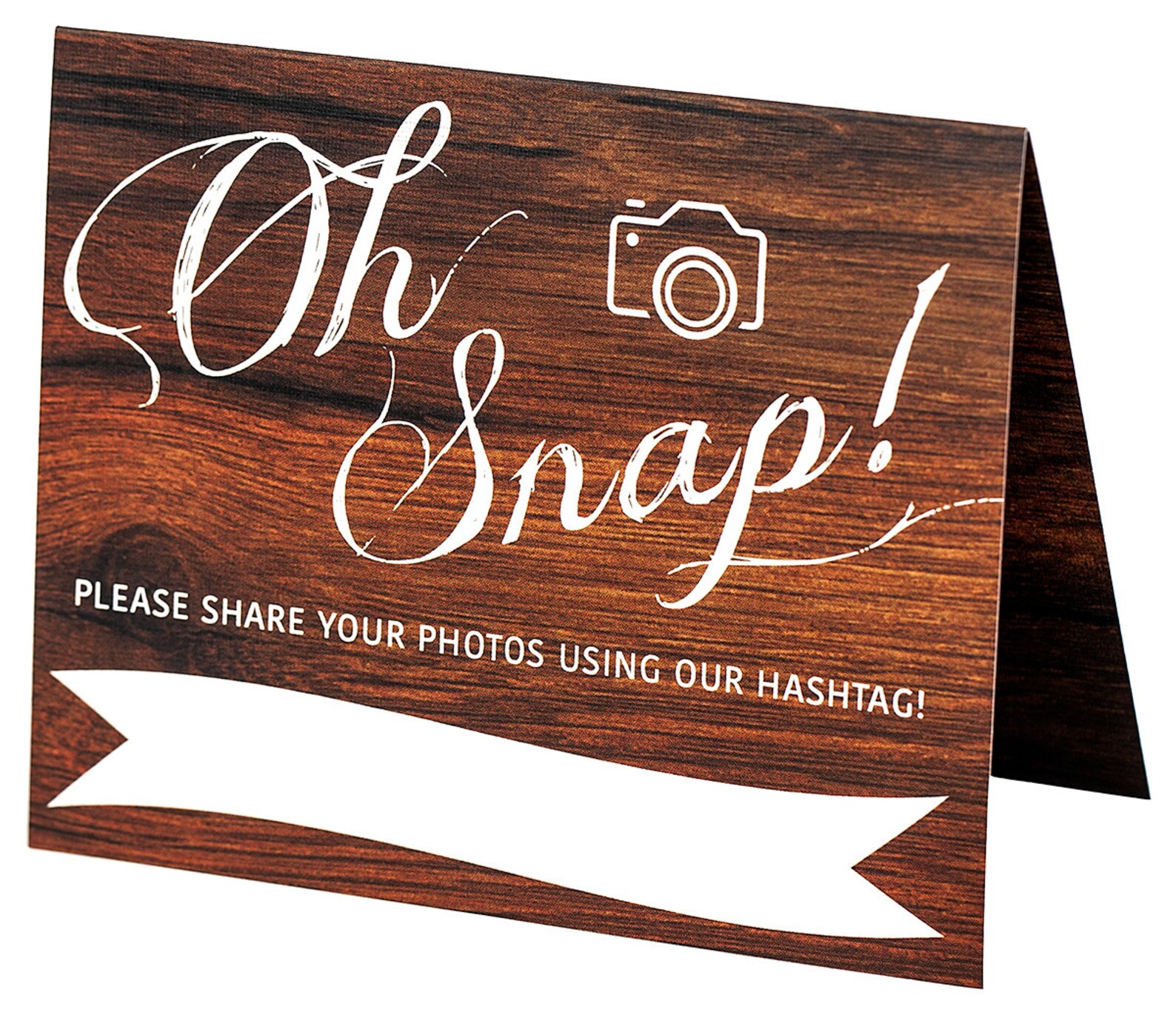 Oh Snap Wedding Hashtag Sign | Set of 5 Wood Look Table Signs on Heavy ...