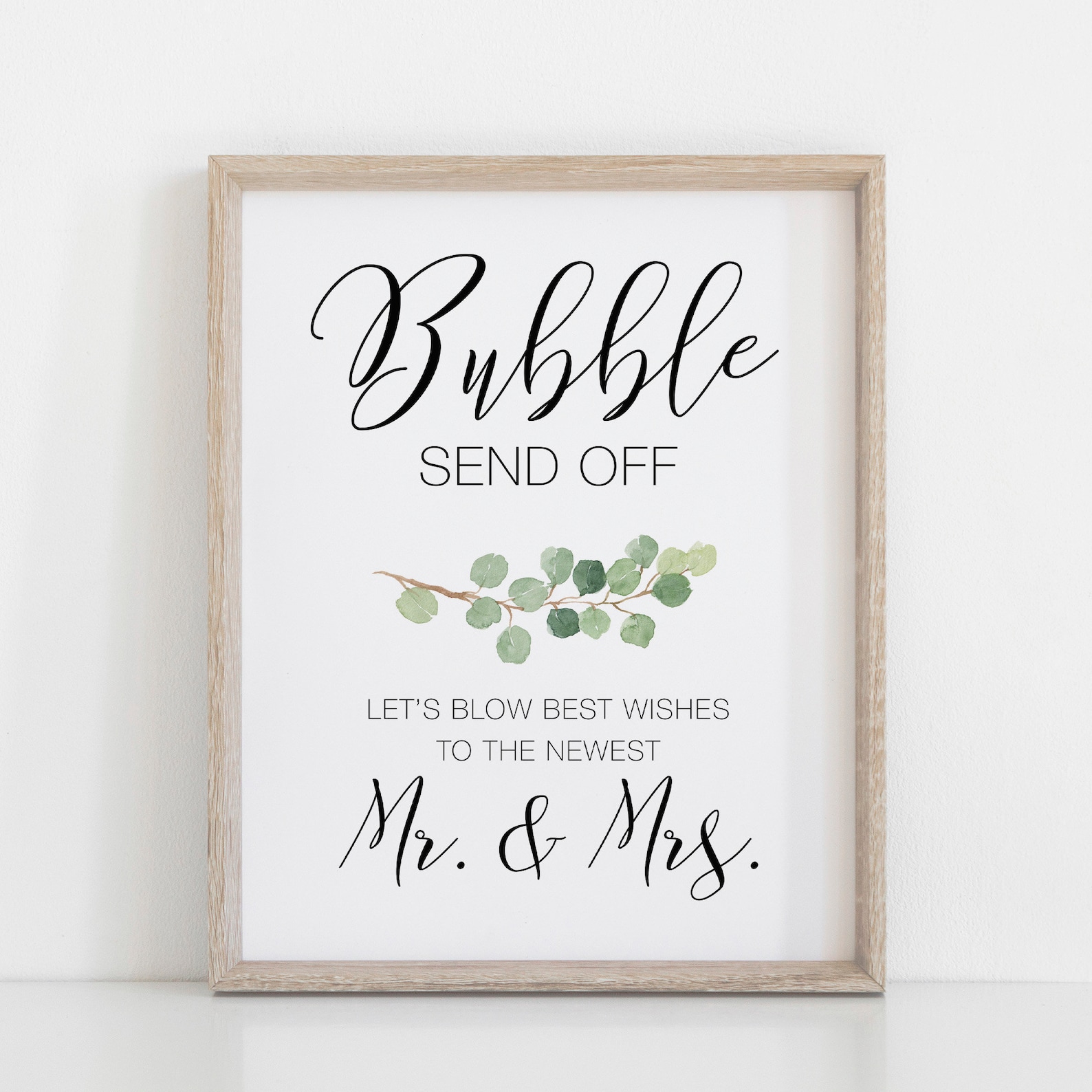 Bubble Send off Sign for Weddings - Watercolor Cardstock Eucalyptus ...