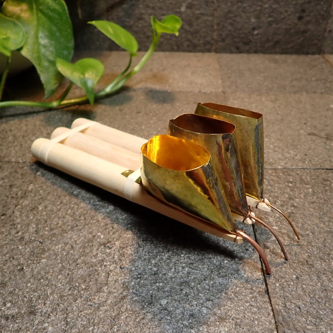 Large Batik Tjanting Set of 3, Brass Cups and Wooden Handles, Tjanting ...