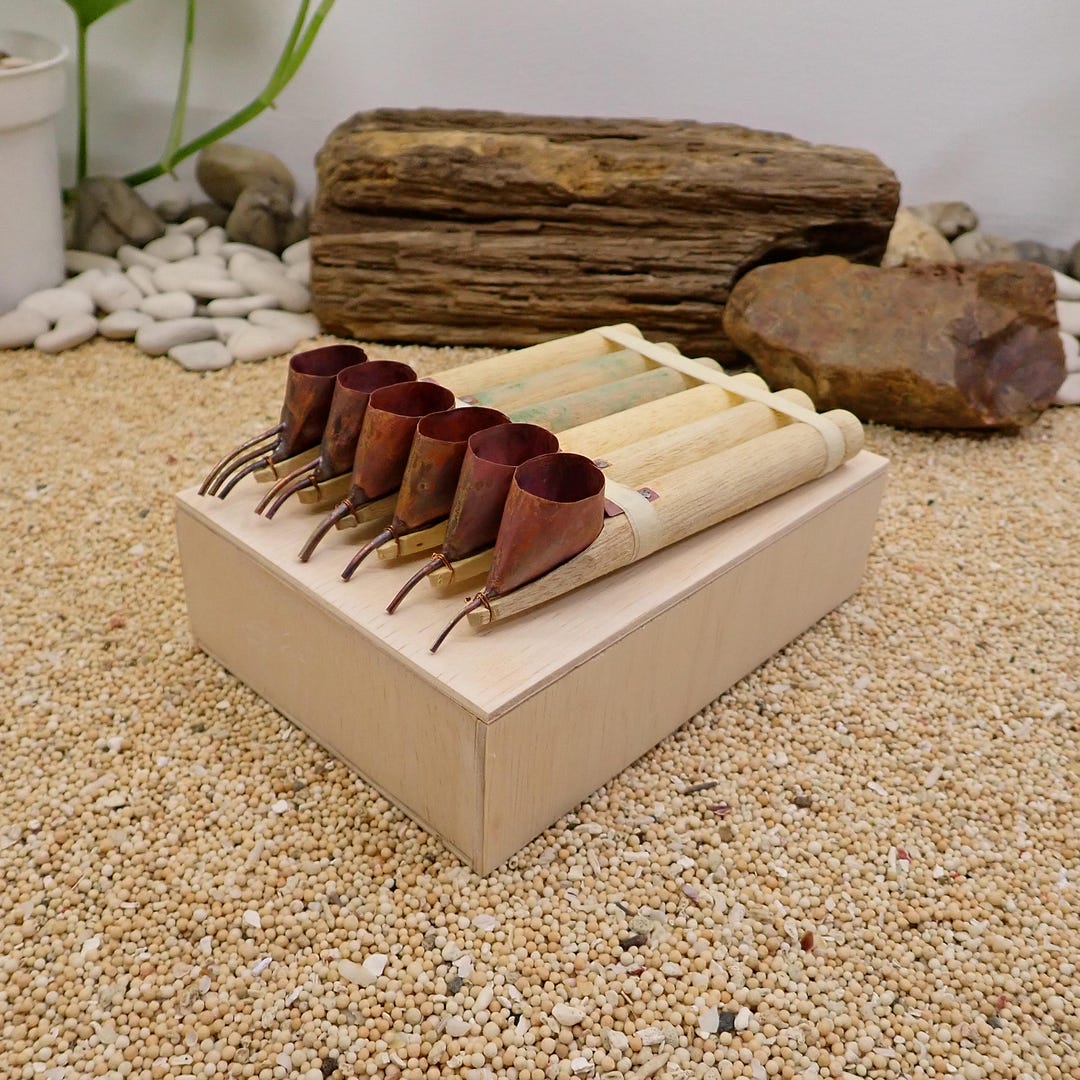 1 Set Batik Tjanting Tool Set: Copper Cups, Wood Handles, Plywood Box ...