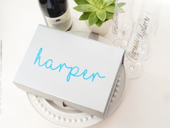 Sky Blue Sticker Gift Box Decal Personalised Favour Vinyl | Etsy