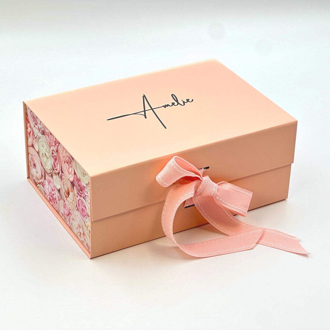 Personalized Floral Gift Box With Lid - Magnetic Closure - Etsy