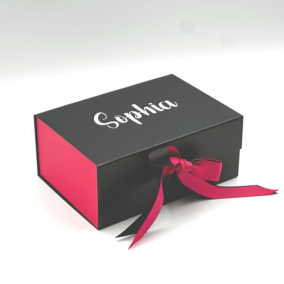 Luxury Gift Box, Personalised Gift, Pink and Black, Gift Box With Name ...
