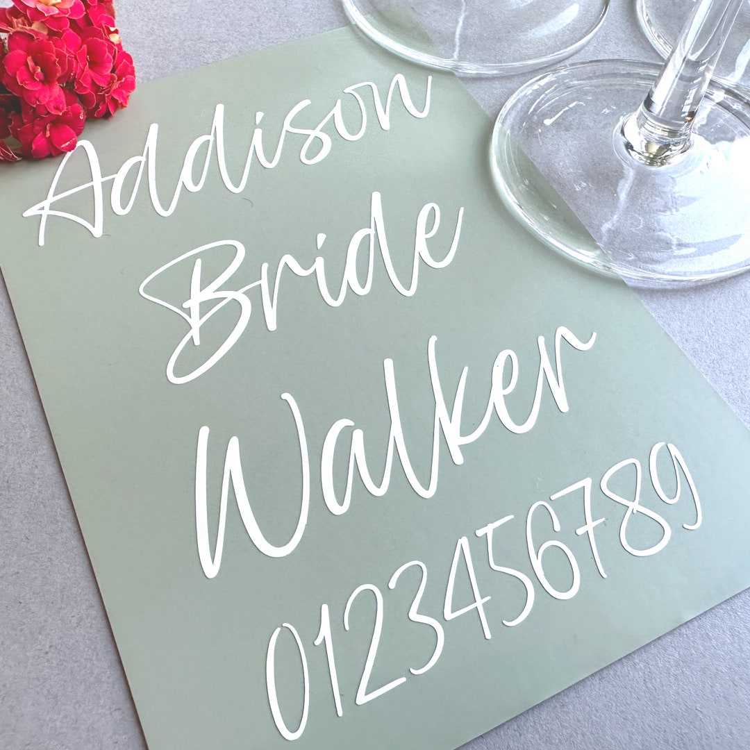 Custom Wedding Name Sticker – Vinyl Decal for Flutes, Boxes, Gifts - Etsy