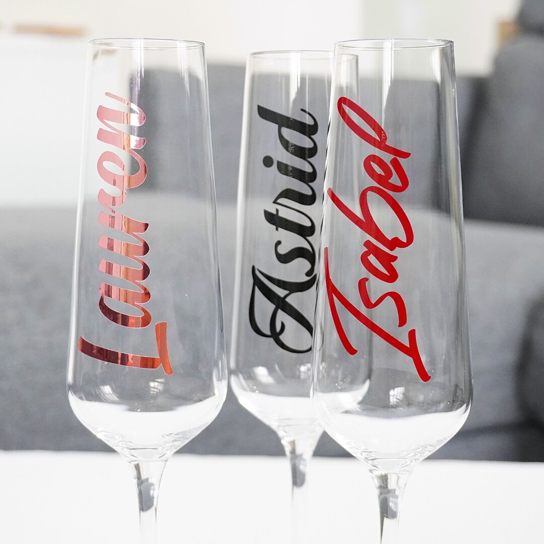 Name Vinyl Decals - Champagne Flute Stickers - Etsy
