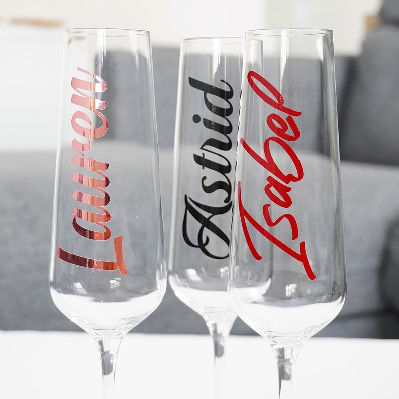 Custom Vinyl Name Stickers Calligraphy Decals Champagne | Etsy