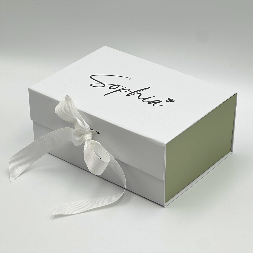 Personalised Sage Gift Box With Lid, Wedding Gifts, Bridesmaid Proposal ...
